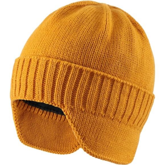 Accessories | Mens Winter Hat Knit Earflap Hat Stocking Caps Golden ...